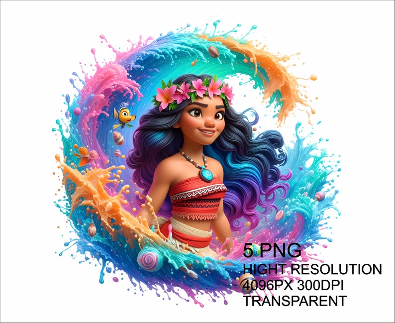 5 Png Princess Splash Design High Quality Sublimation Printing Digital ...