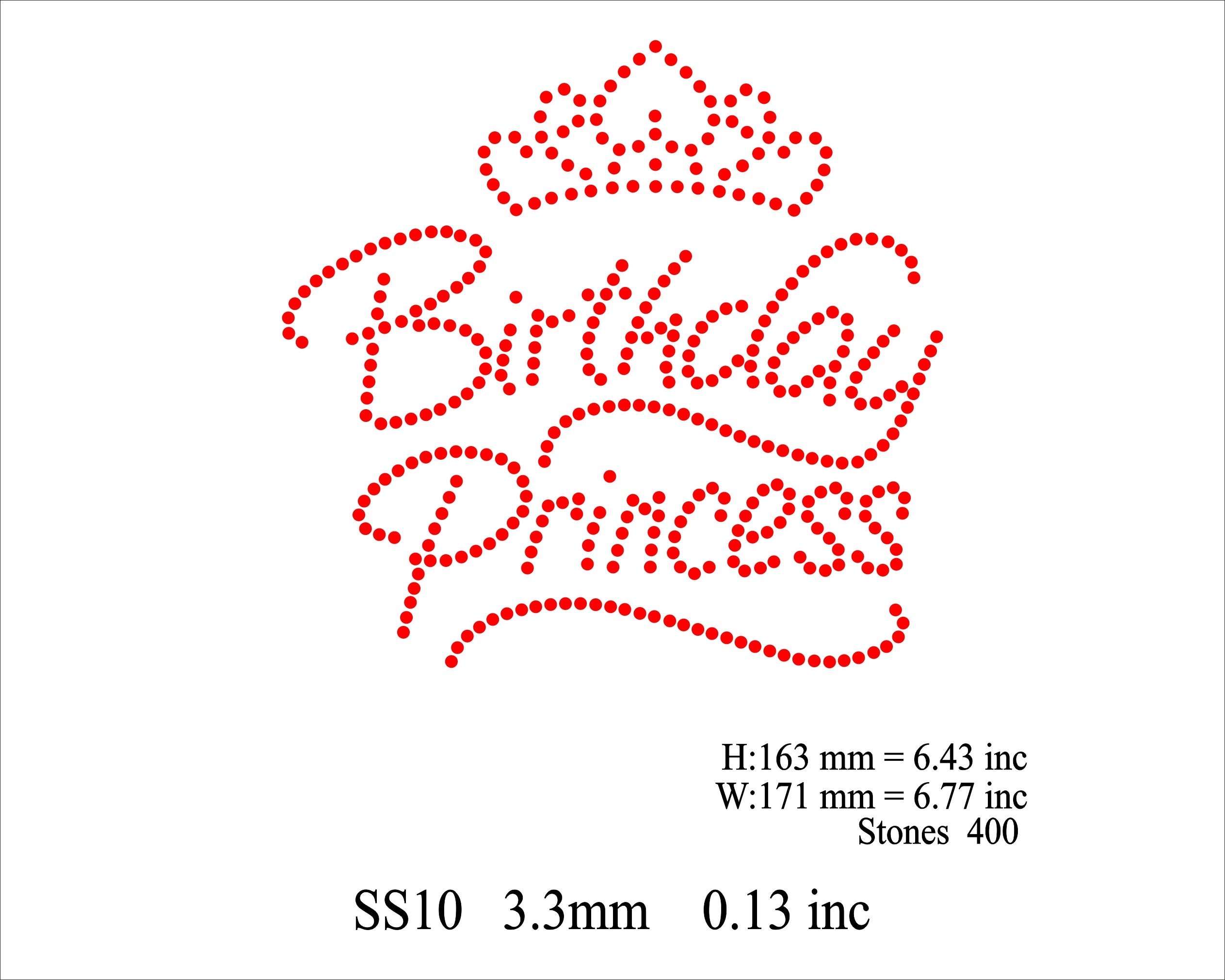 Rhinestone Birthday Princess Template Rhinestone SS10 Birthday Princess ...