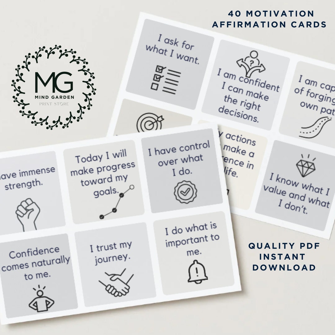 40 Motivation Affirmation Cards Positive Printable Modern - Etsy