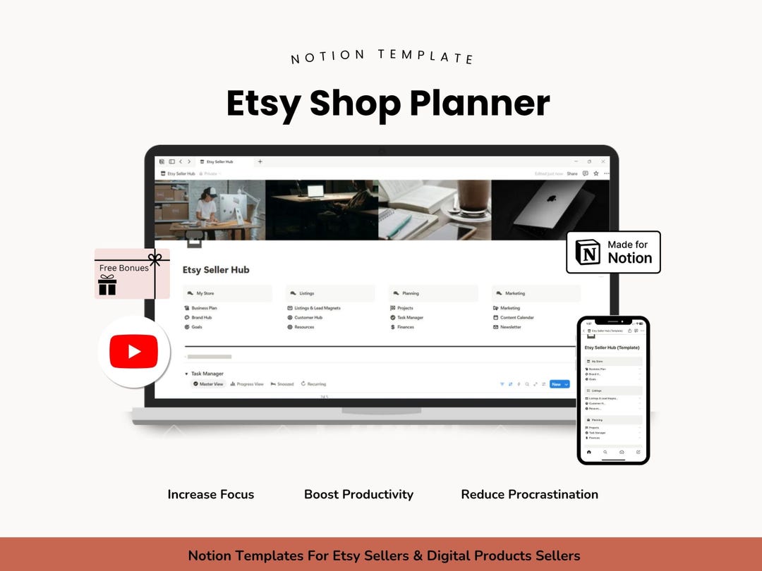 Notion Template Etsy Shop Planner • Digital Notion Organizer for Etsy ...