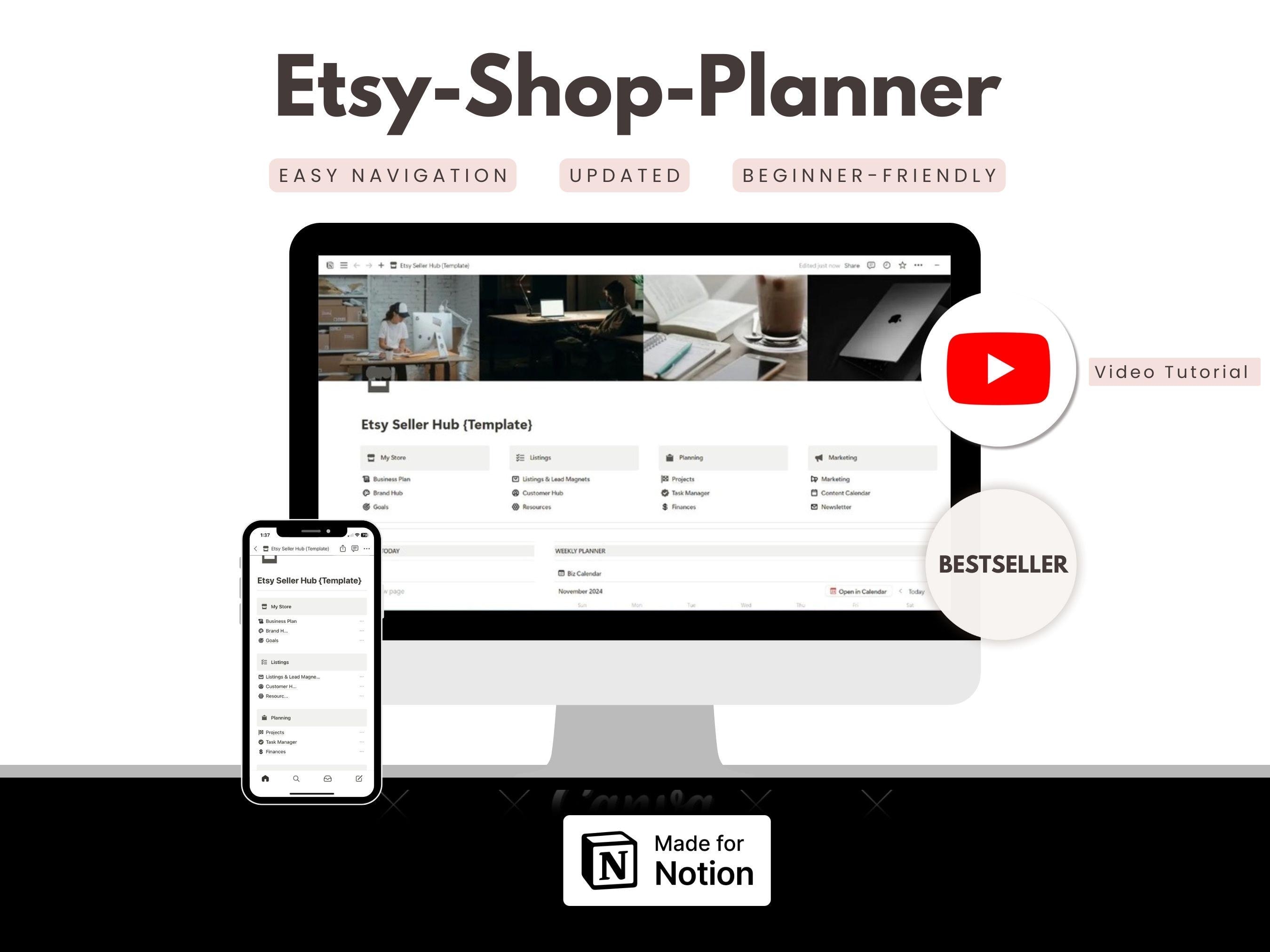 Notion Template Etsy Shop Planner, Notion Business Planner, Etsy Seller ...