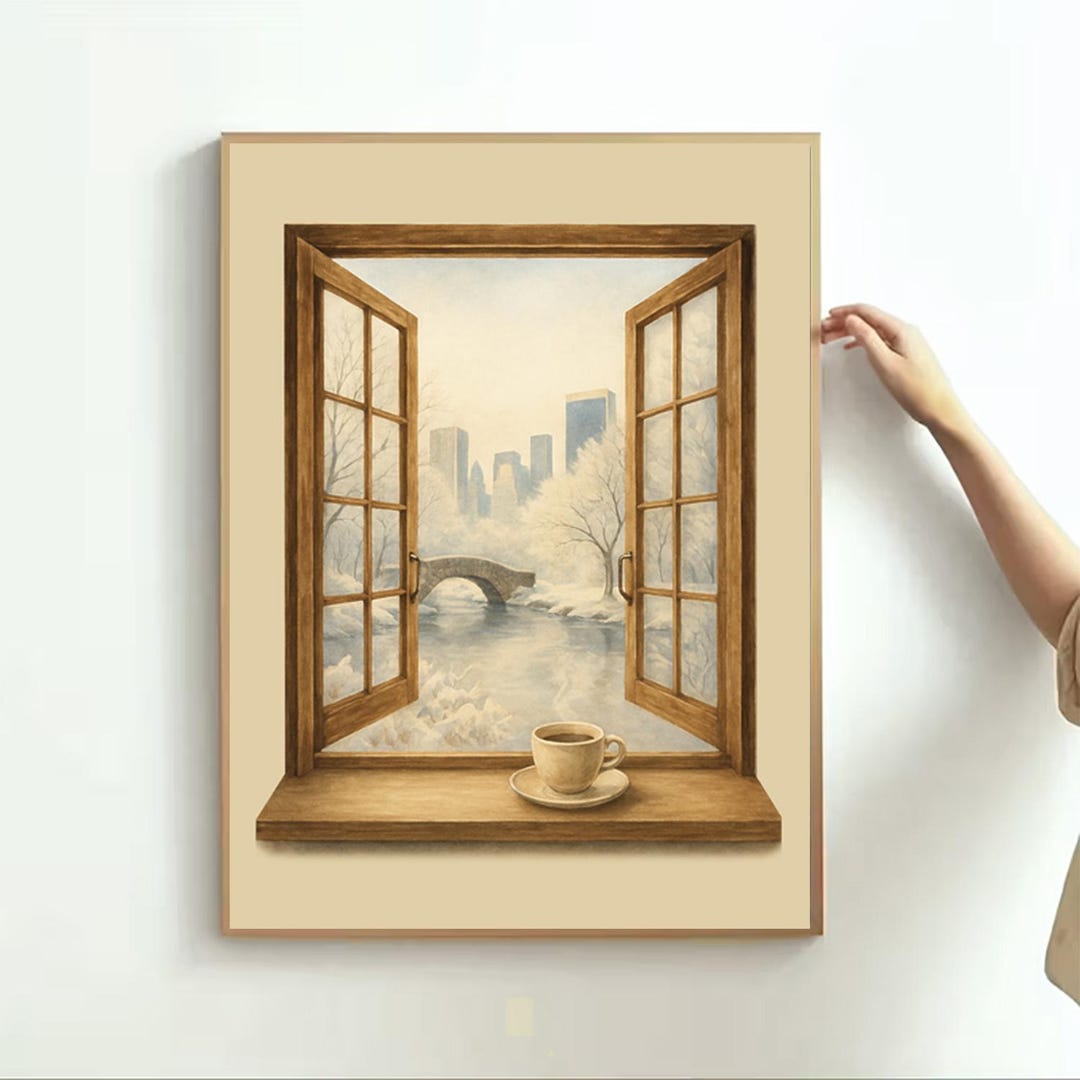 Winter Central Park Window View Print – Snowy New York Cityscape ...