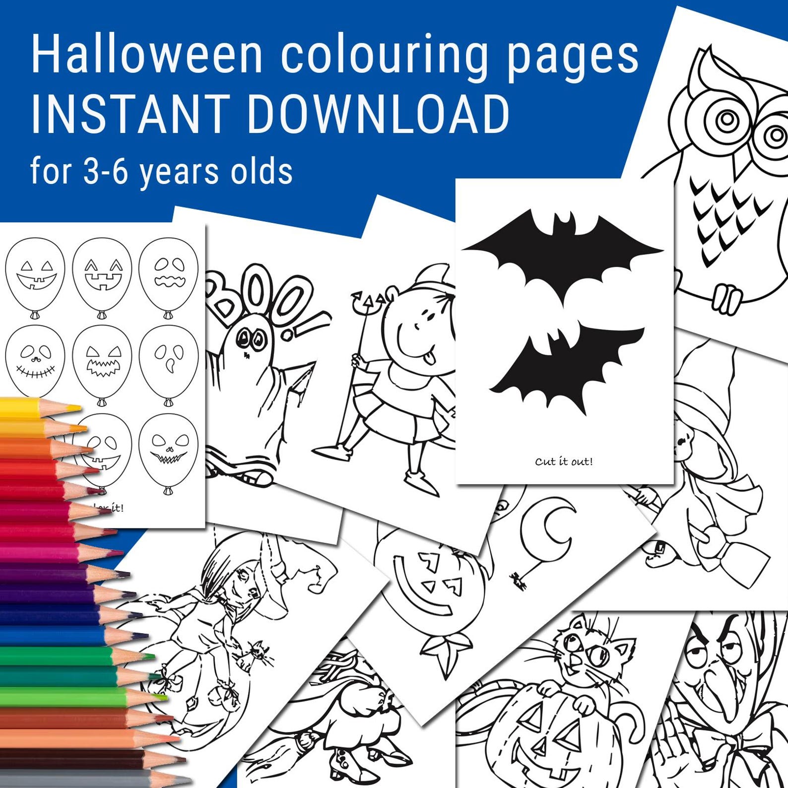Printable Halloween Coloring Pages for Kids | Pumpkin, Bat Craft (PDF ...