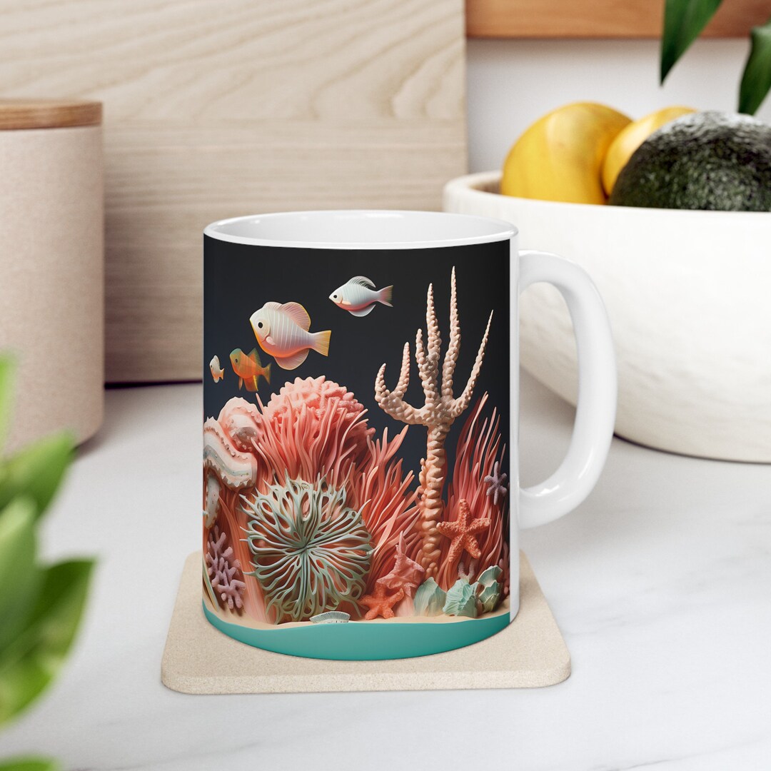 Under Sea Mugs, Ocean, Fish, Beach, Gift Mug, Turtles, Shells ...