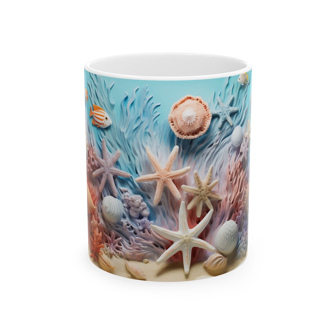 Under Sea Mugs, Ocean, Fish, Beach, Gift Mug, Turtles, Shells ...