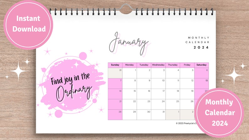 Printable Calendar 2024 Quotes Calendar - Etsy