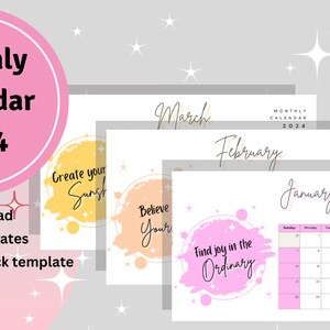 Printable Calendar 2024 Quotes Calendar - Etsy