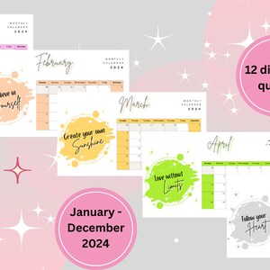 Printable Calendar 2024 Quotes Calendar - Etsy