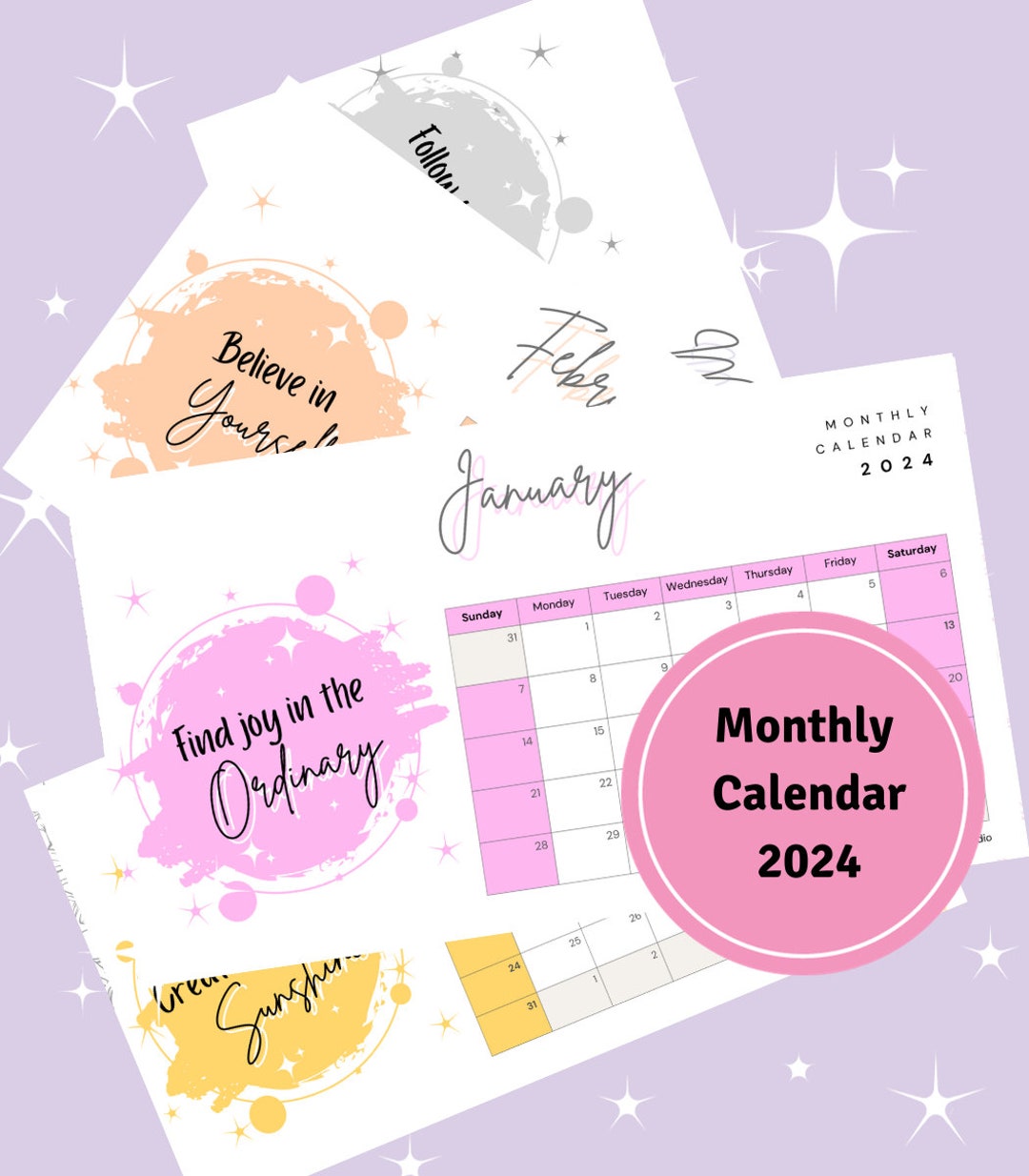 Printable Calendar 2024 Quotes Calendar - Etsy