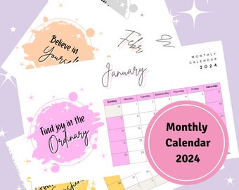 Words Quotes Calendar 2024, Printable Calendar, Digital Download ...