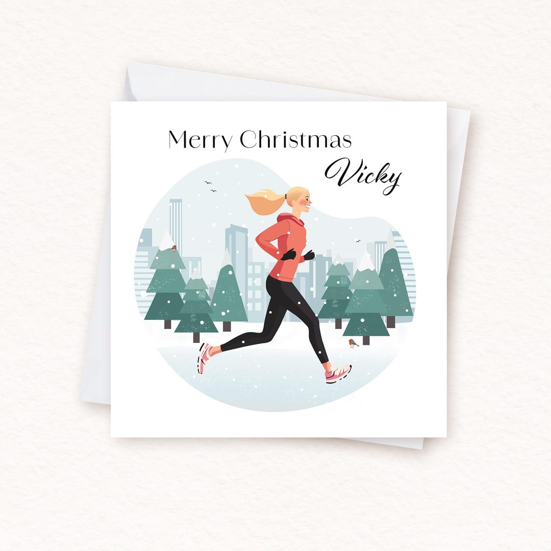 Personalised Running Christmas Card - Etsy UK