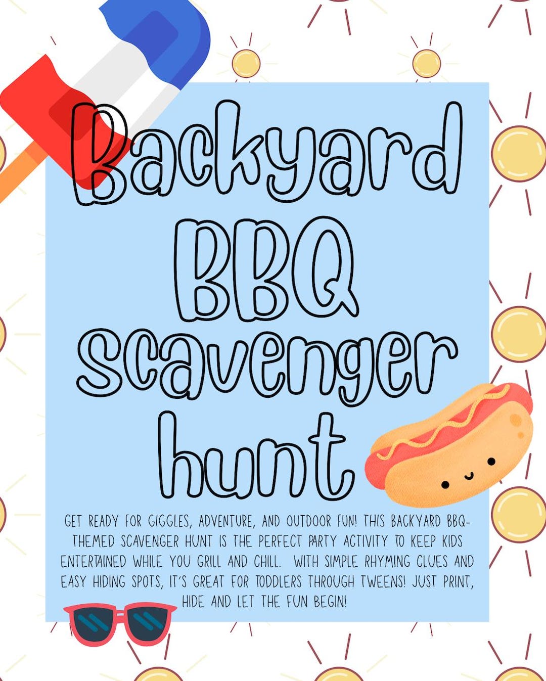 Backyard BBQ Scavenger Hunt for Kids-bbq Party Game+bonus Printable ...