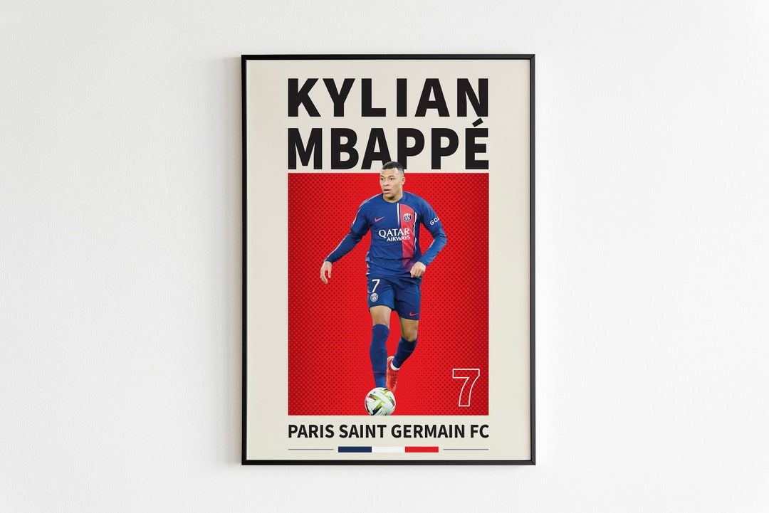Kylian Mbappe PSG Poster, Kylian Mbappe PSG, Mbappe Poster Gift, Paris ...