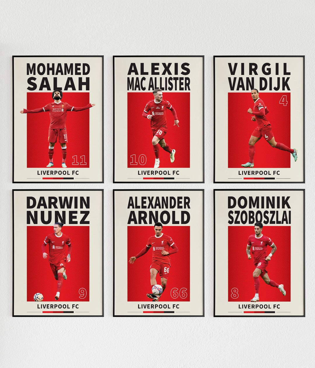 Liverpool Poster Bundle Set of 6, Salah, Van Dijk, Alexander Arnold ...