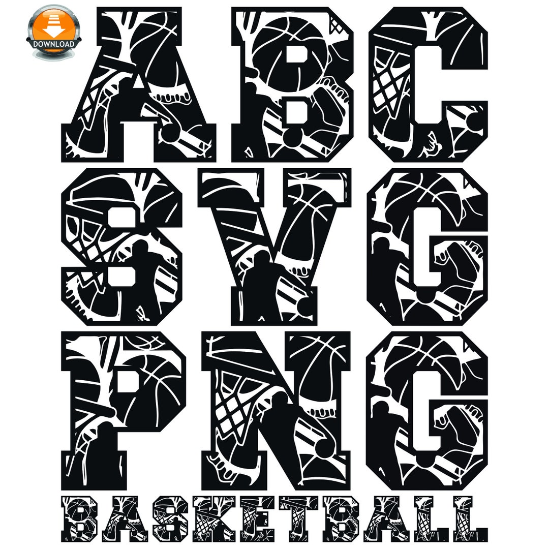 Basketball College Doodle Alphabet Png, Basketball Font Png, College ...