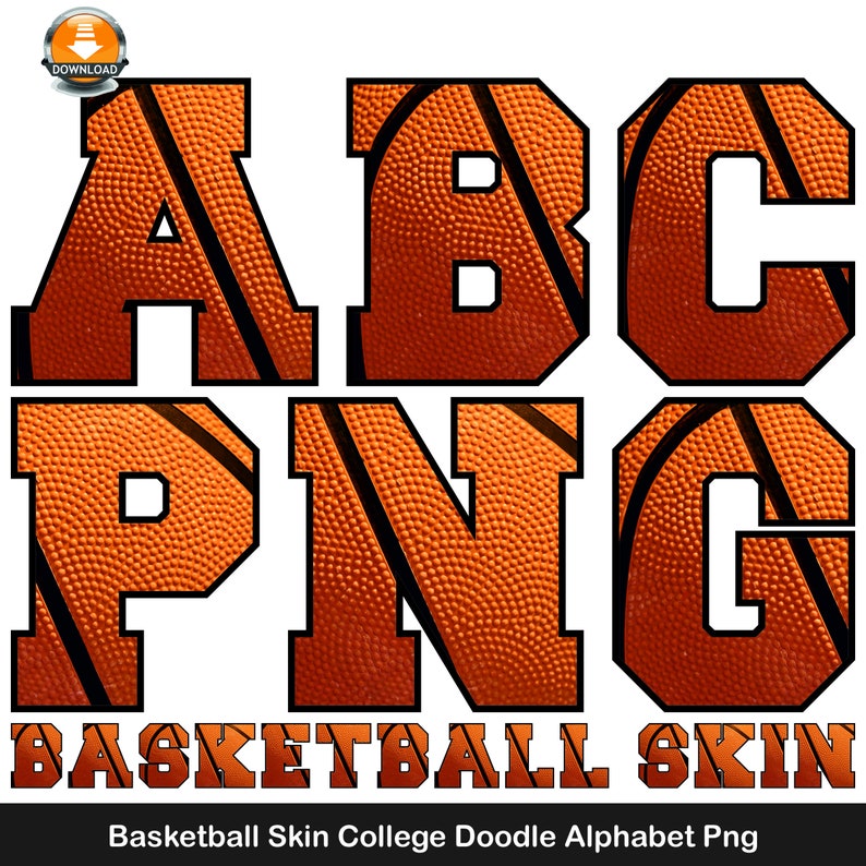 Basketball Skin College Doodle Alphabet Png, Basketball Skin Font Png ...