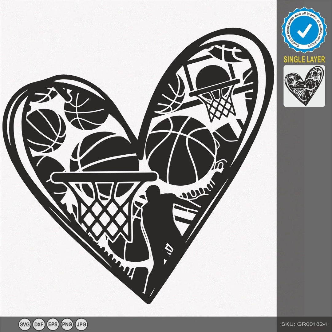 Heart Svg Digital Download, Basketball Heart Svg Digital Print ...