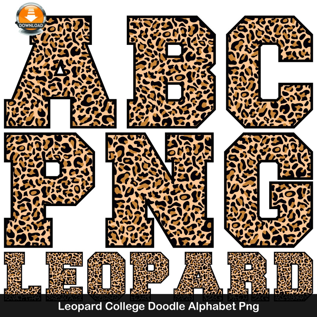 Leopard College Doodle Alphabet Png, Leopard Font Png, College Alpha ...