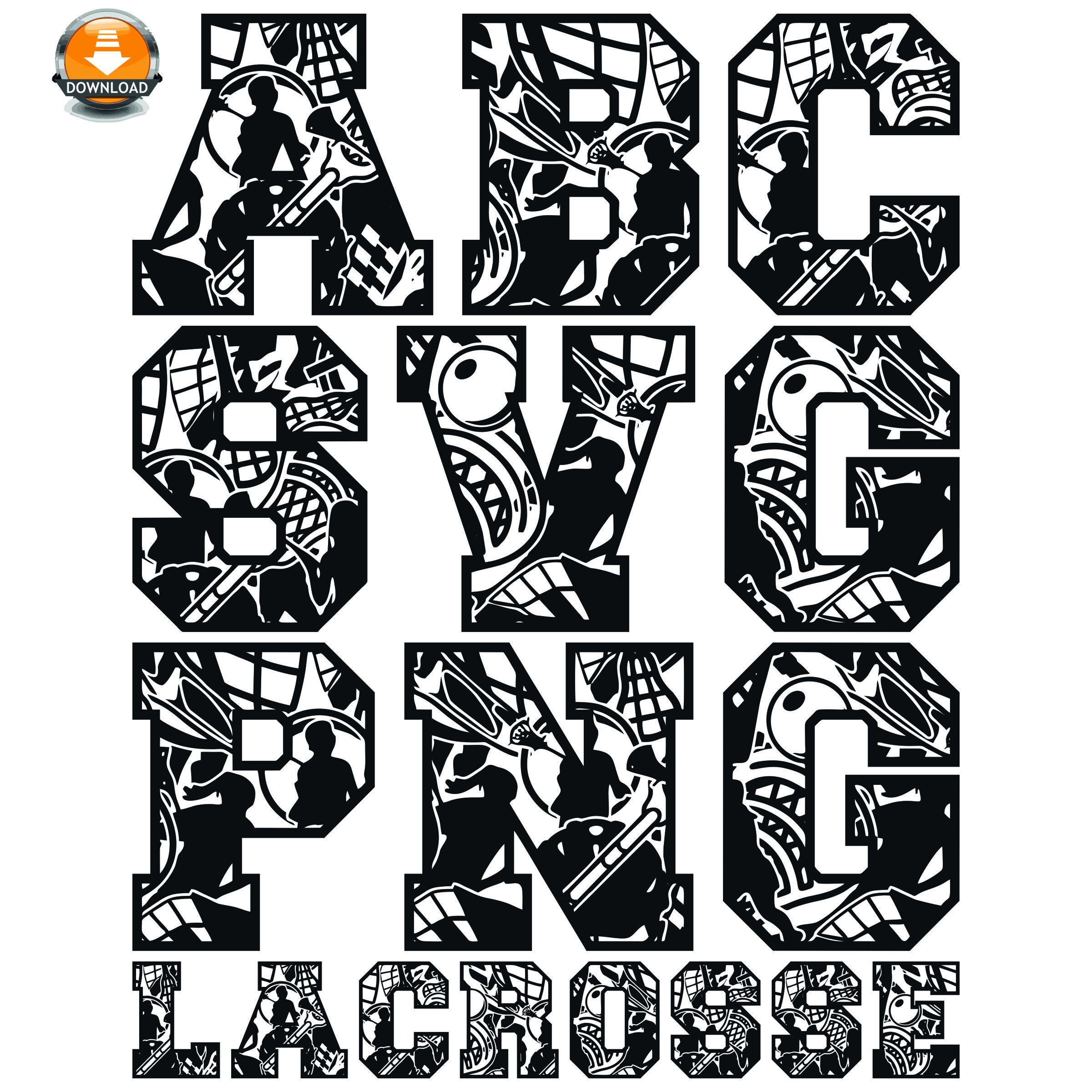 Lacrosse College Doodle Alphabet Svg, Lacrosse Font Svg, College Alpha ...