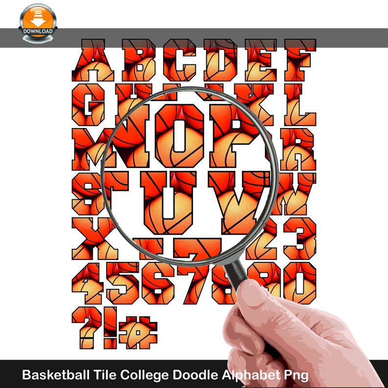 Basketball Tile College Doodle Alphabet Png, Basketball Tile Font Png ...