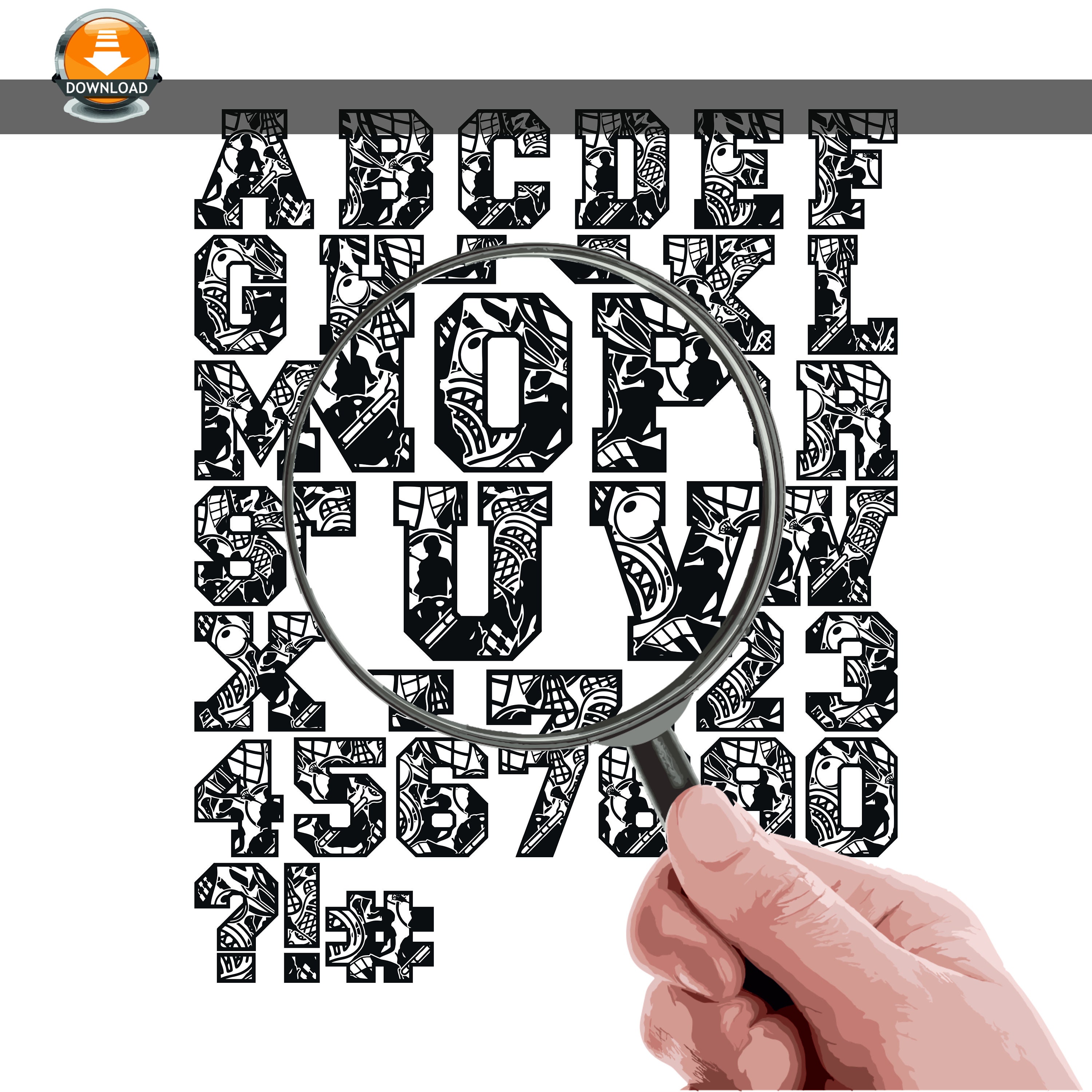 Lacrosse College Doodle Alphabet Svg, Lacrosse Font Svg, College Alpha ...