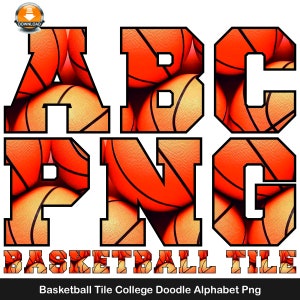 Basketball Tile College Doodle Alphabet Png, Basketball Tile Font Png ...