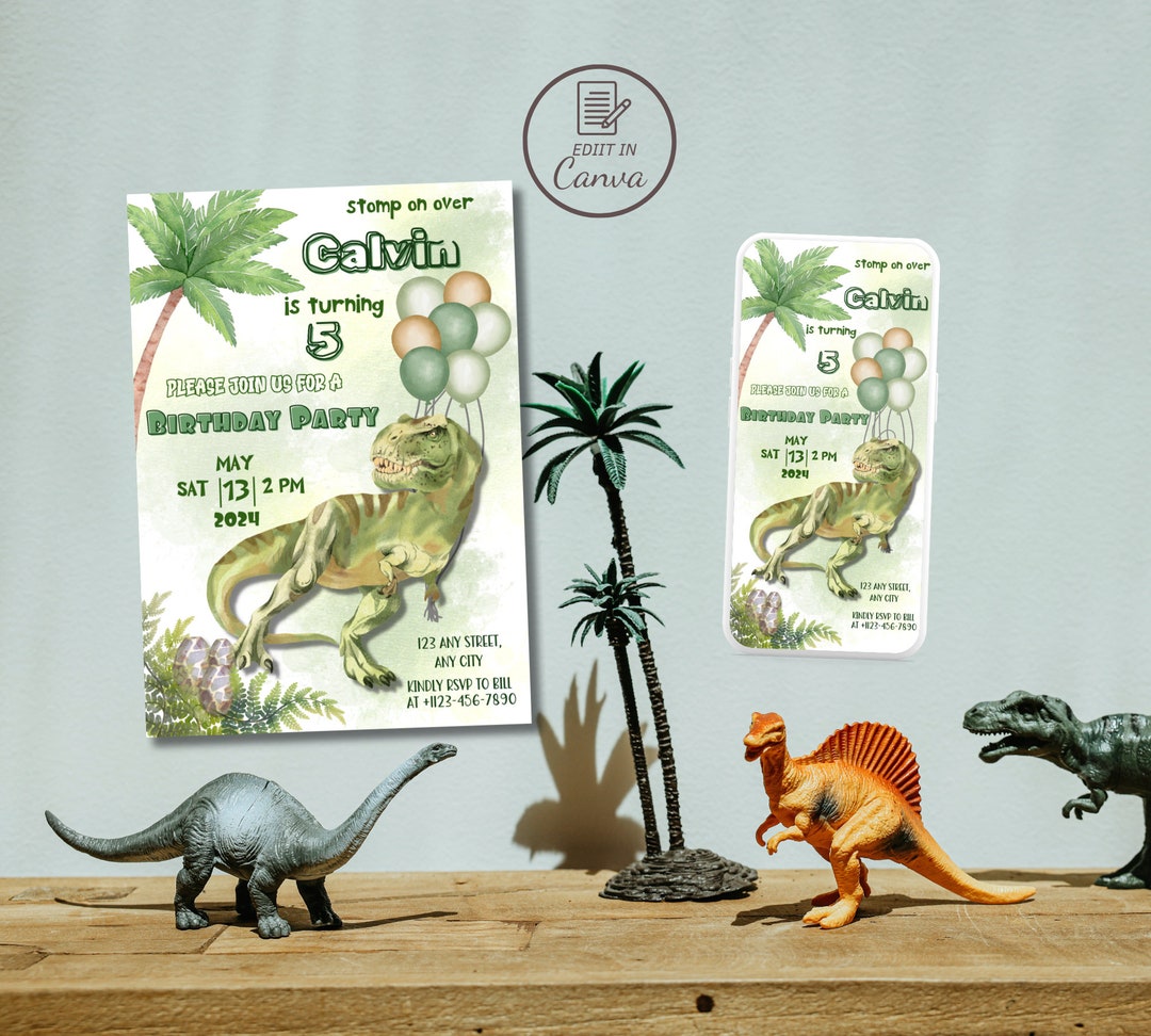 Editable Dinosaur Birthday Invitation, Digital Jurassic World Birthday ...