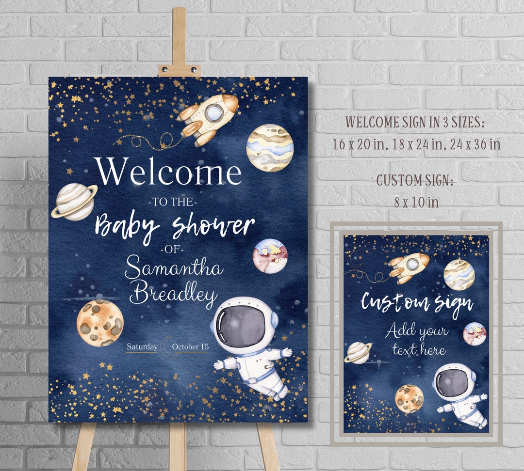 Space Party Baby Shower Welcome Sign and Custom Sign Templates ...