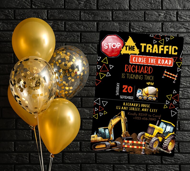 Construction Birthday Invitation, Editable Dump Truck Party Invite ...