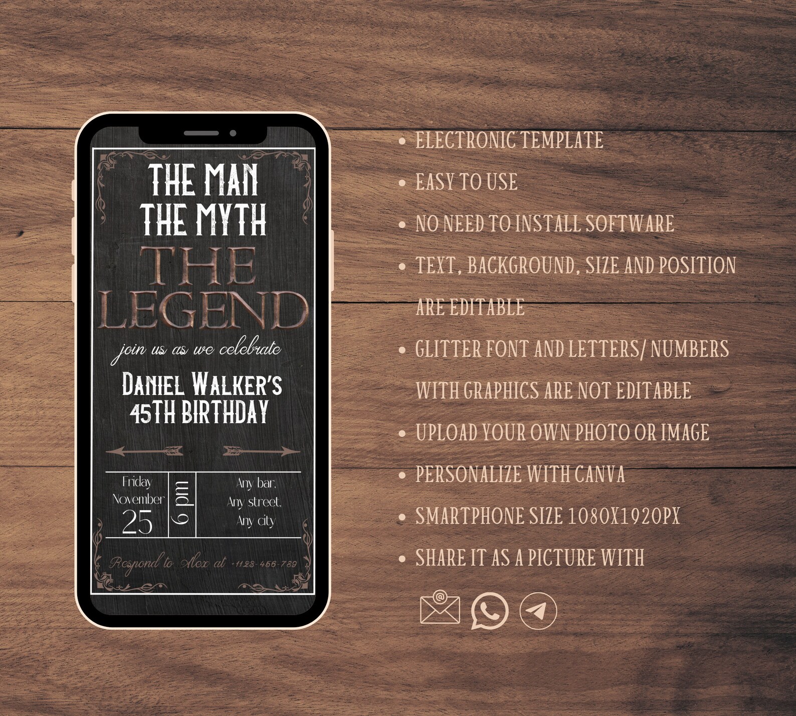 The Man the Myth the Legend Birthday Invitation, Adult Bday Party ...