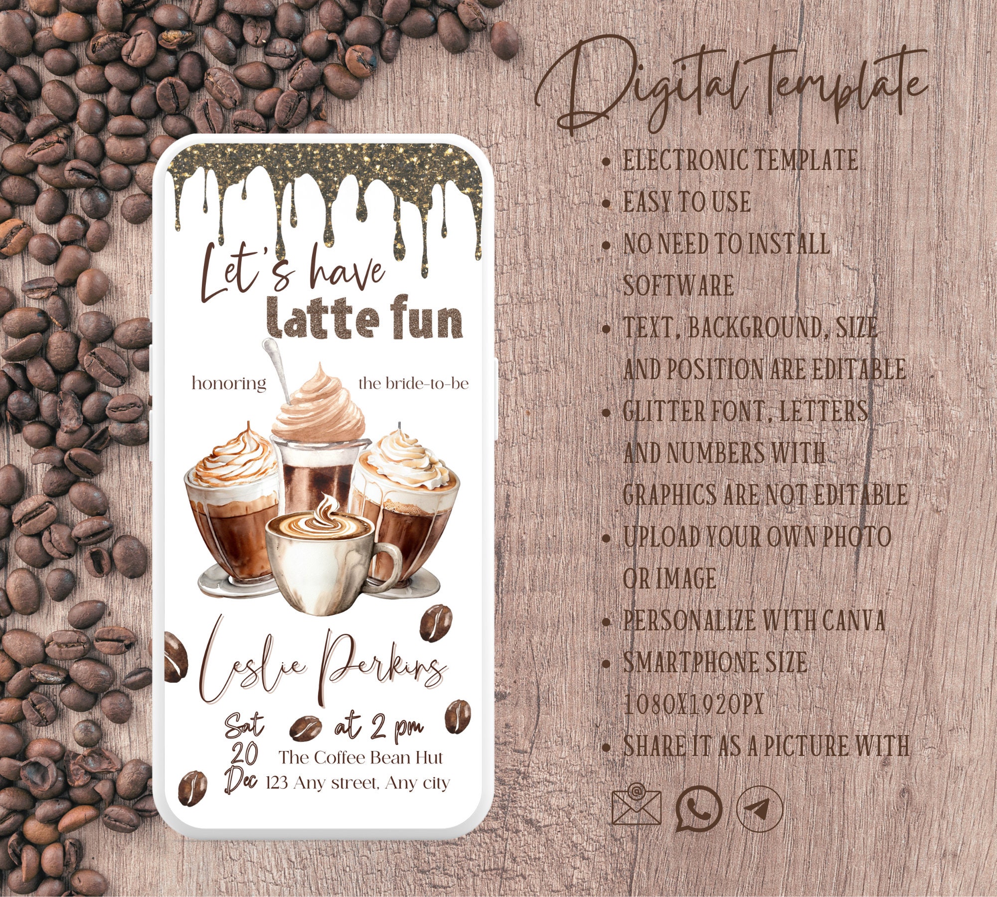 Latte Fun Bridal Shower Invitation, Love is Brewing Bachelorette Party ...