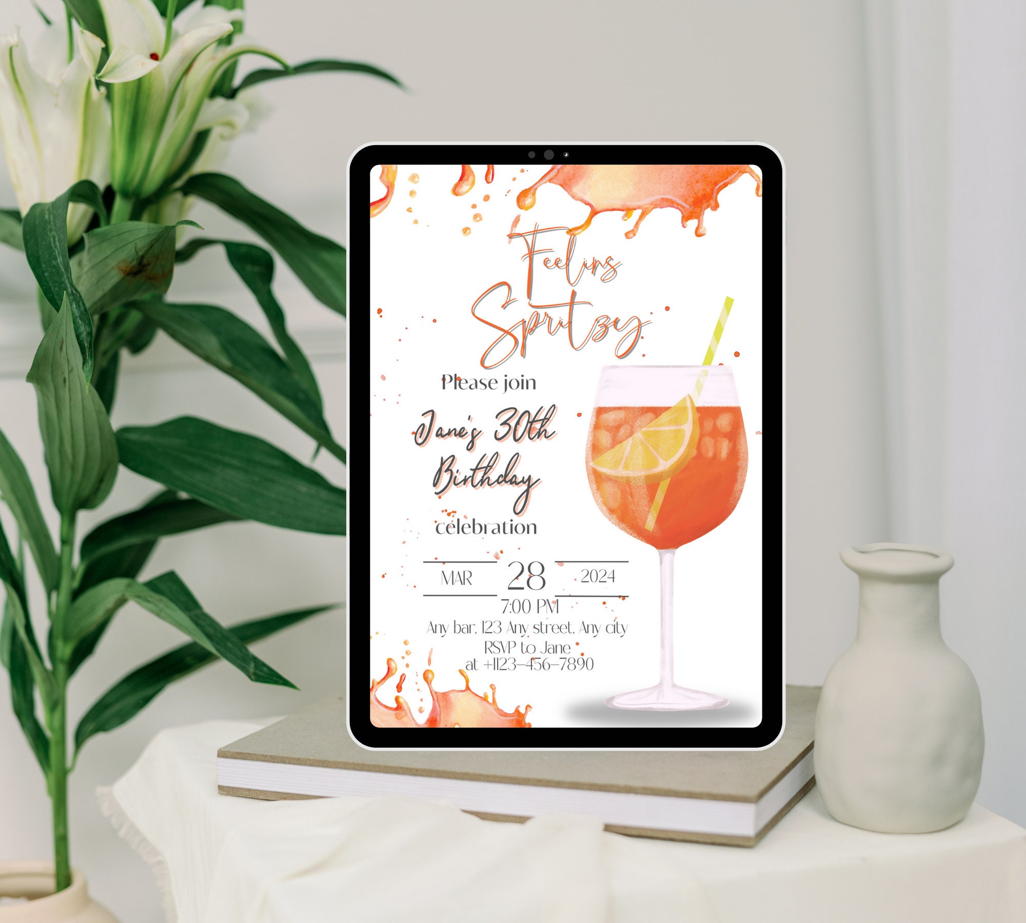 Aperol Spritz Woman Birthday Invitation, Editable Feeling Spritzy Bday ...