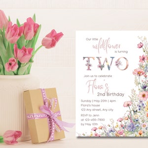 Wildflowers Kid Second Birthday Invitation, Our Little Wild Flower is ...