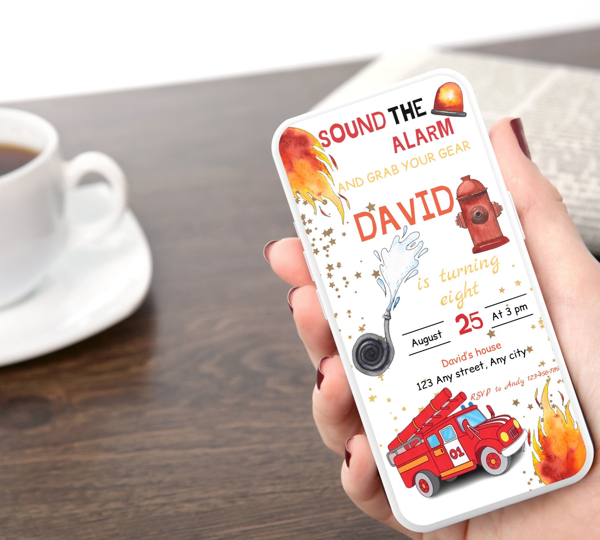 Editable Firetruck Birthday Invitation Digital Boy Fire Truck - Etsy