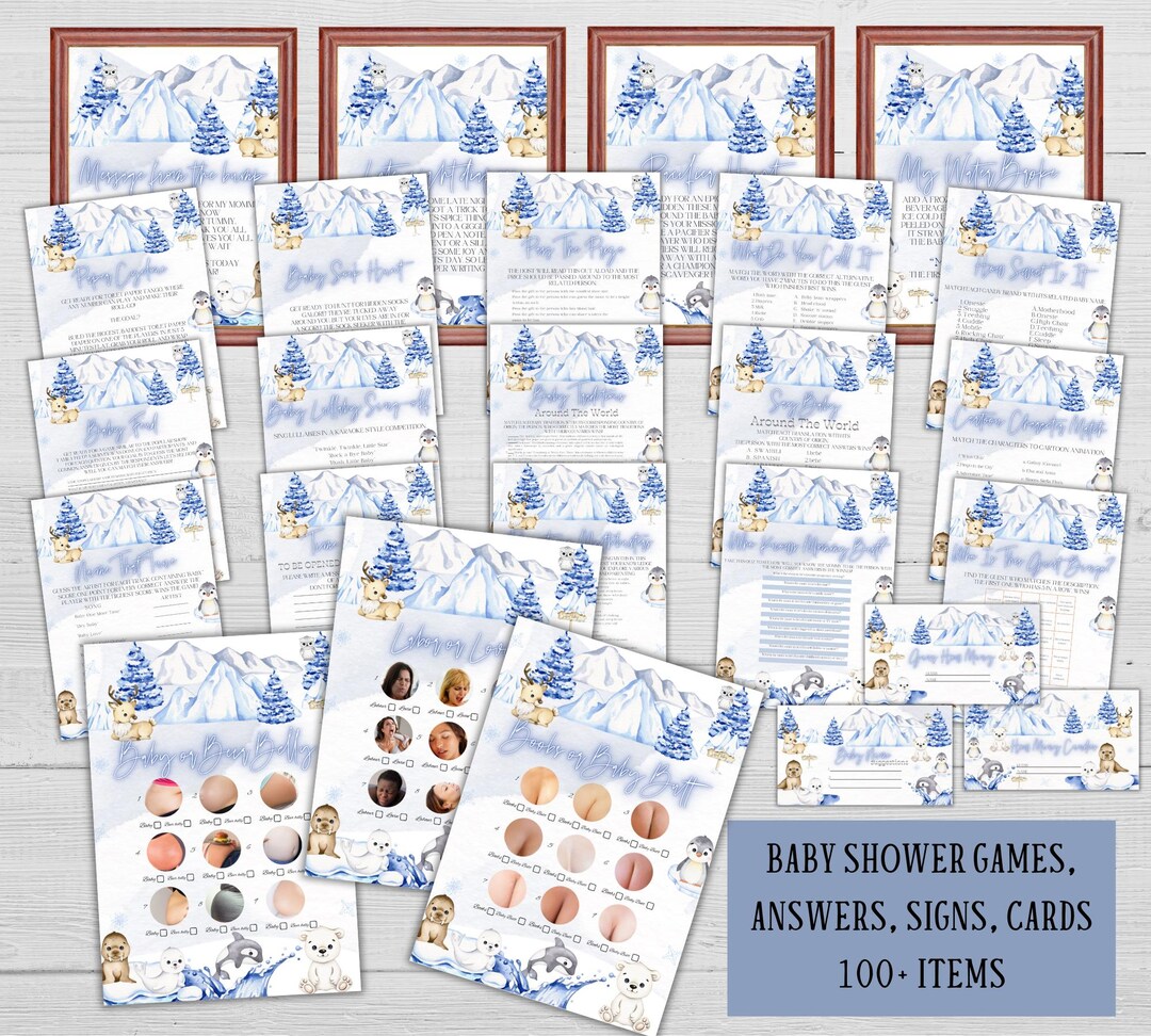 Editable Arctic Animals Baby Shower Games, Winter Wonderland Baby ...