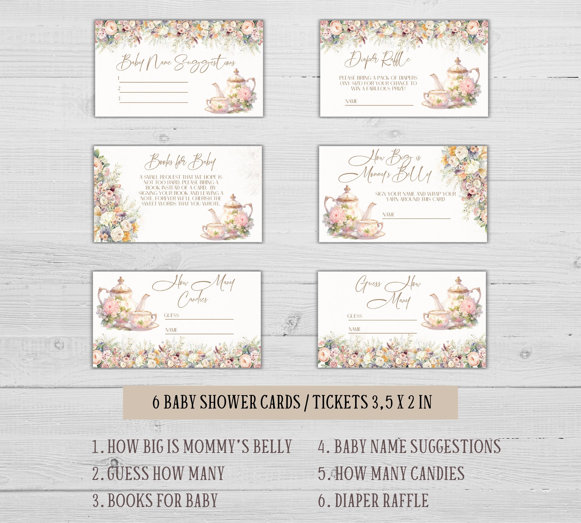 Editable Tea Time Baby Shower Games Floral Baby Sprinkle Par-tea Game ...