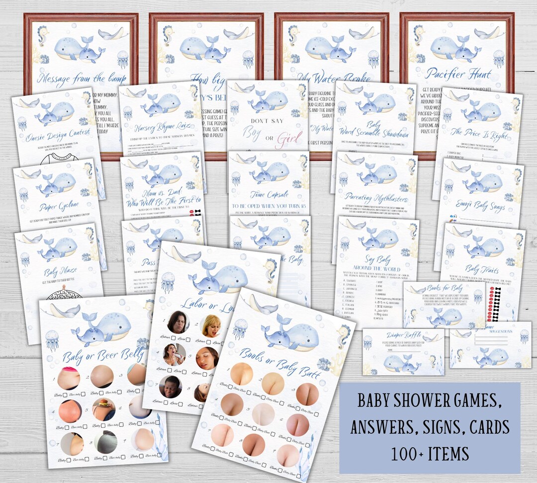 Editable Under the Sea Baby Shower Games, Ocean Animals Baby Sprinkle ...