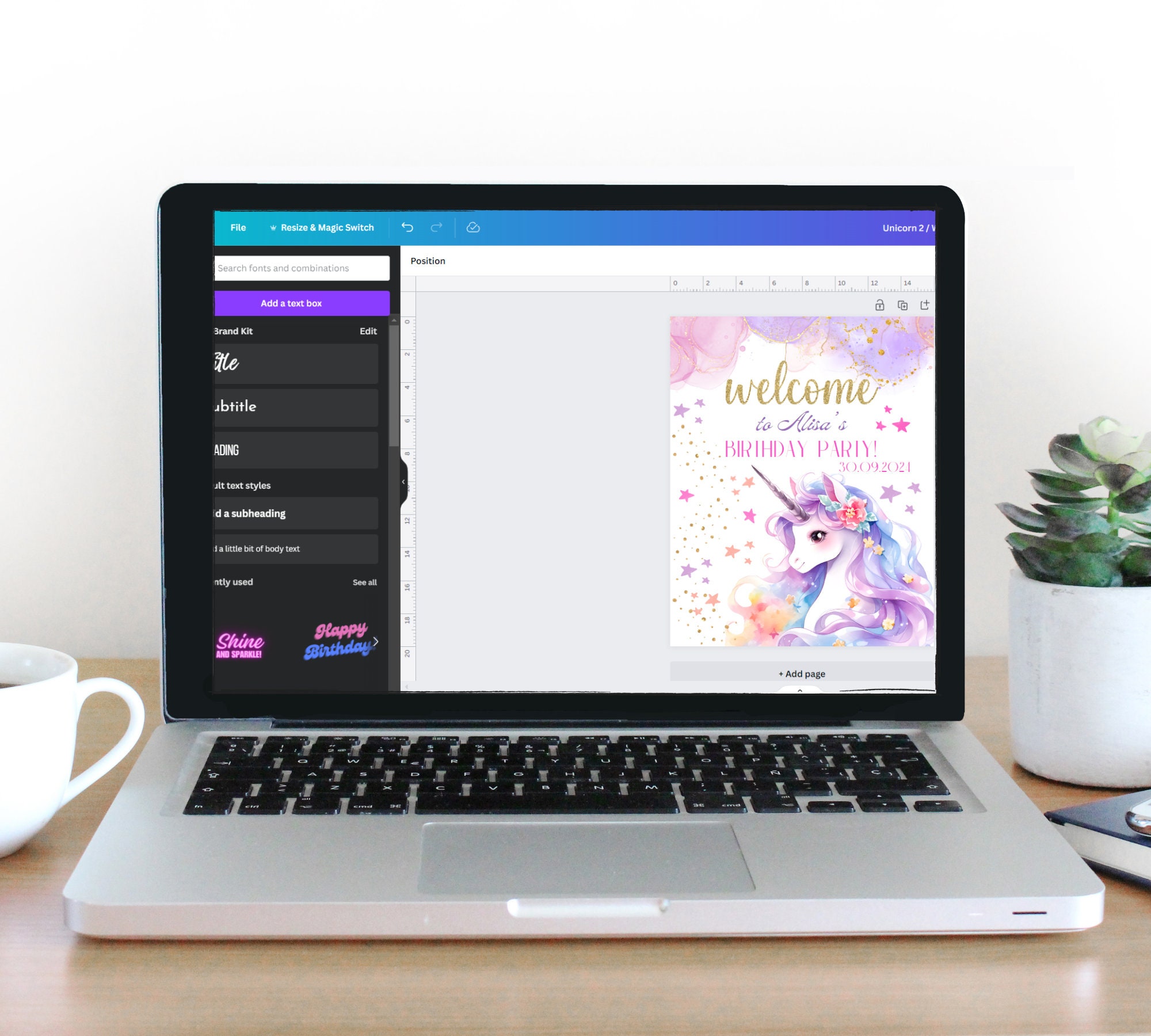 Editable Cute Unicorn Welcome Sign Template, Magical Pony Birthday ...