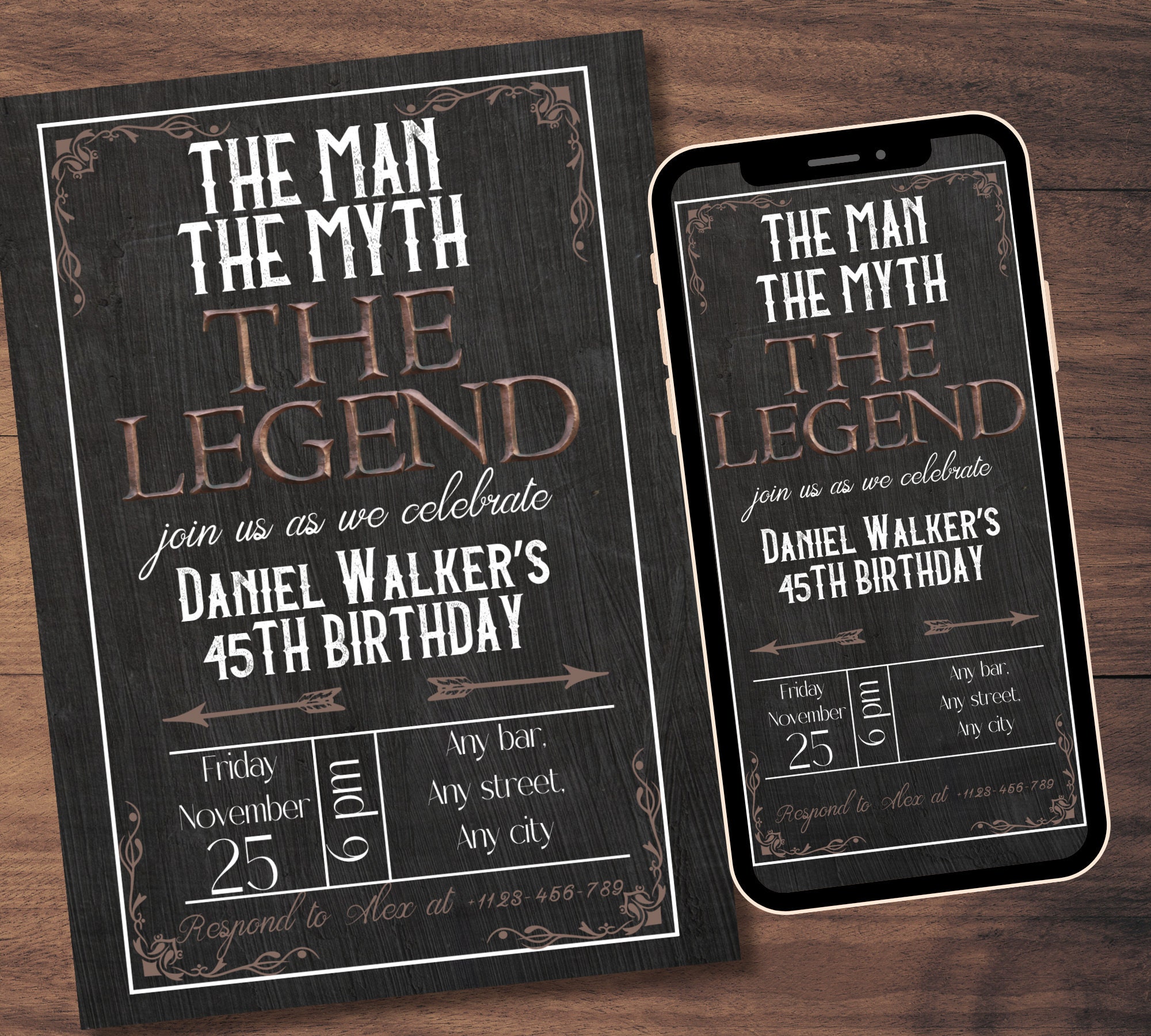 The Man the Myth the Legend Birthday Invitation, Adult Bday Party ...