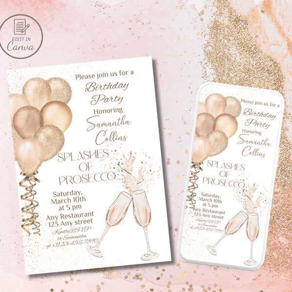 Champagne Invitation - Etsy