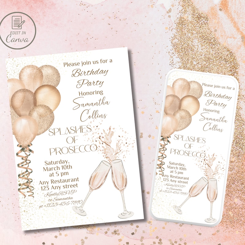 Champagne Invitation - Etsy