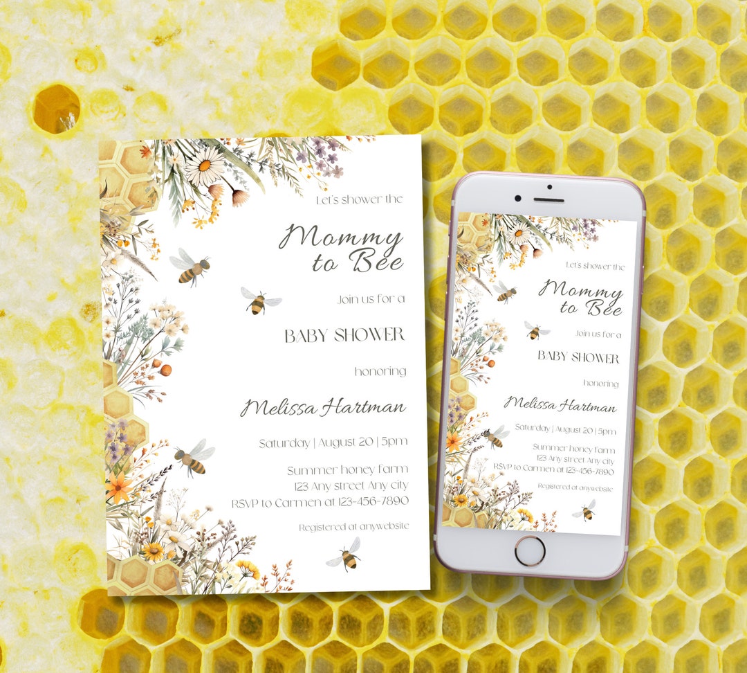 Mommy-to-bee Baby Shower Invitation, Editable Wild Flowers and ...