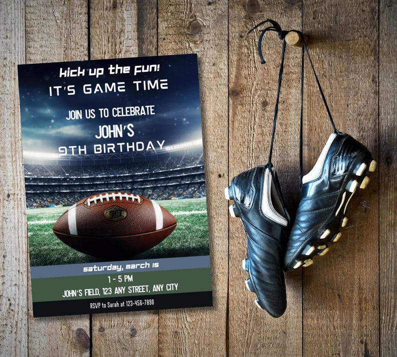 Editable Football Birthday Invitation, Printable Sport Games Boys ...
