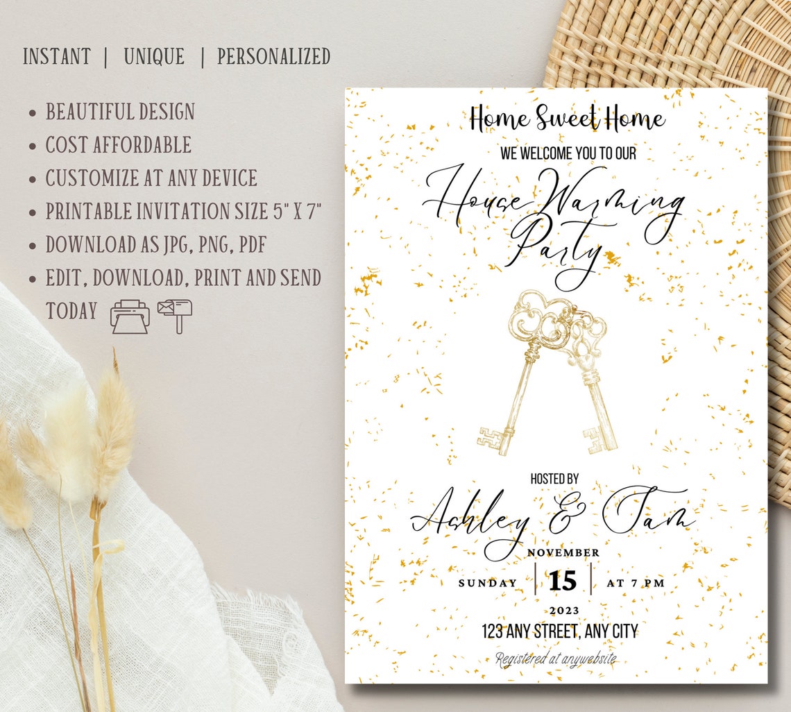 Modern Housewarming Party Invitation, Minimalist House Warming Invite ...