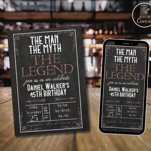 The Man the Myth the Legend Birthday Invitation, Adult Bday Party ...