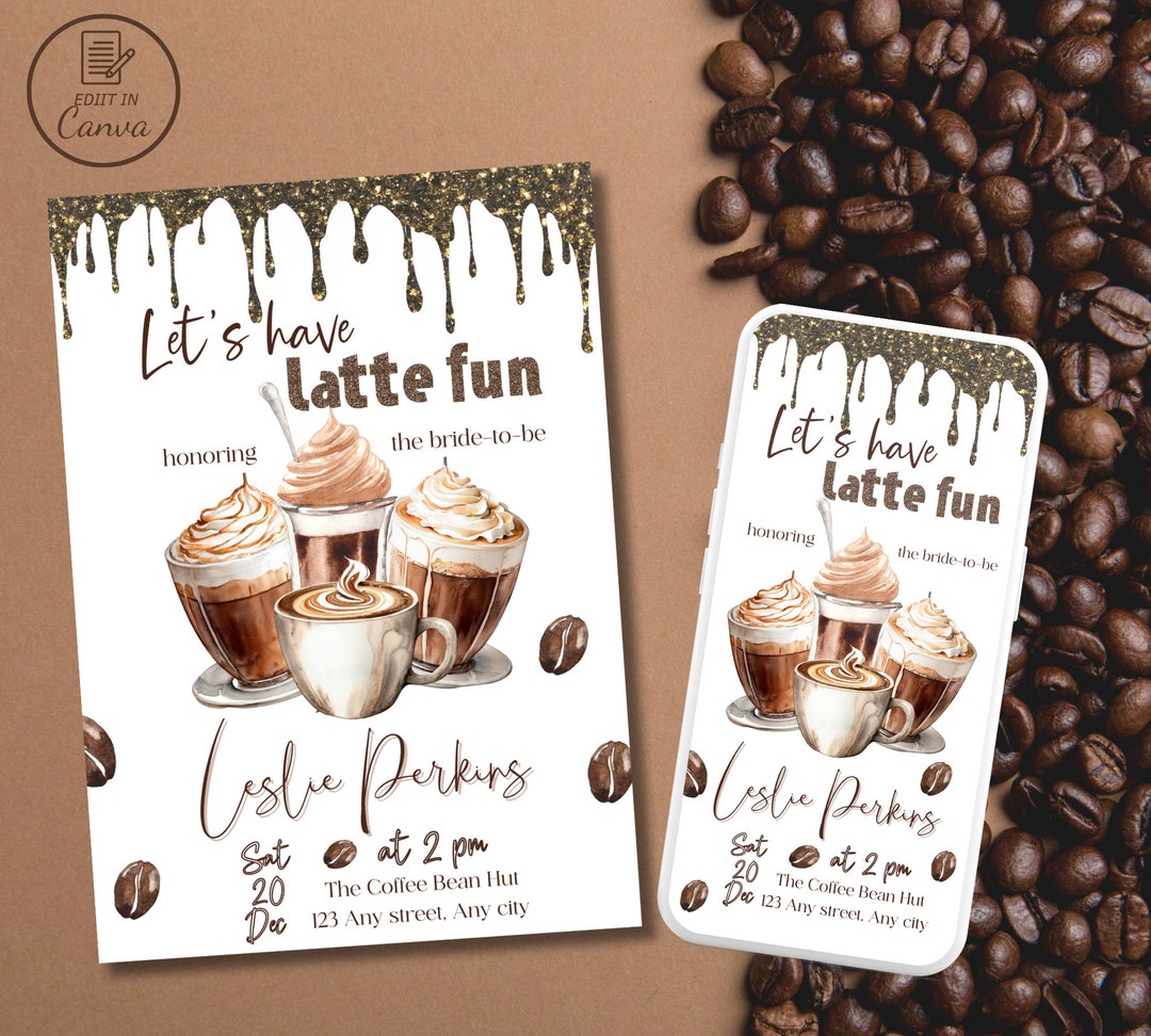 Latte Fun Bridal Shower Invitation, Love is Brewing Bachelorette Party ...