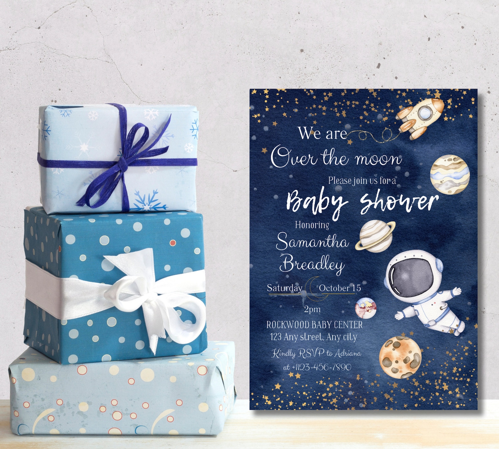 Space Boy Baby Shower Invitation, Digital Galaxy Baby Shower Invite ...
