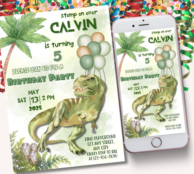 Editable Dinosaur Birthday Invitation, Jurassic World Party Evite, Dino ...