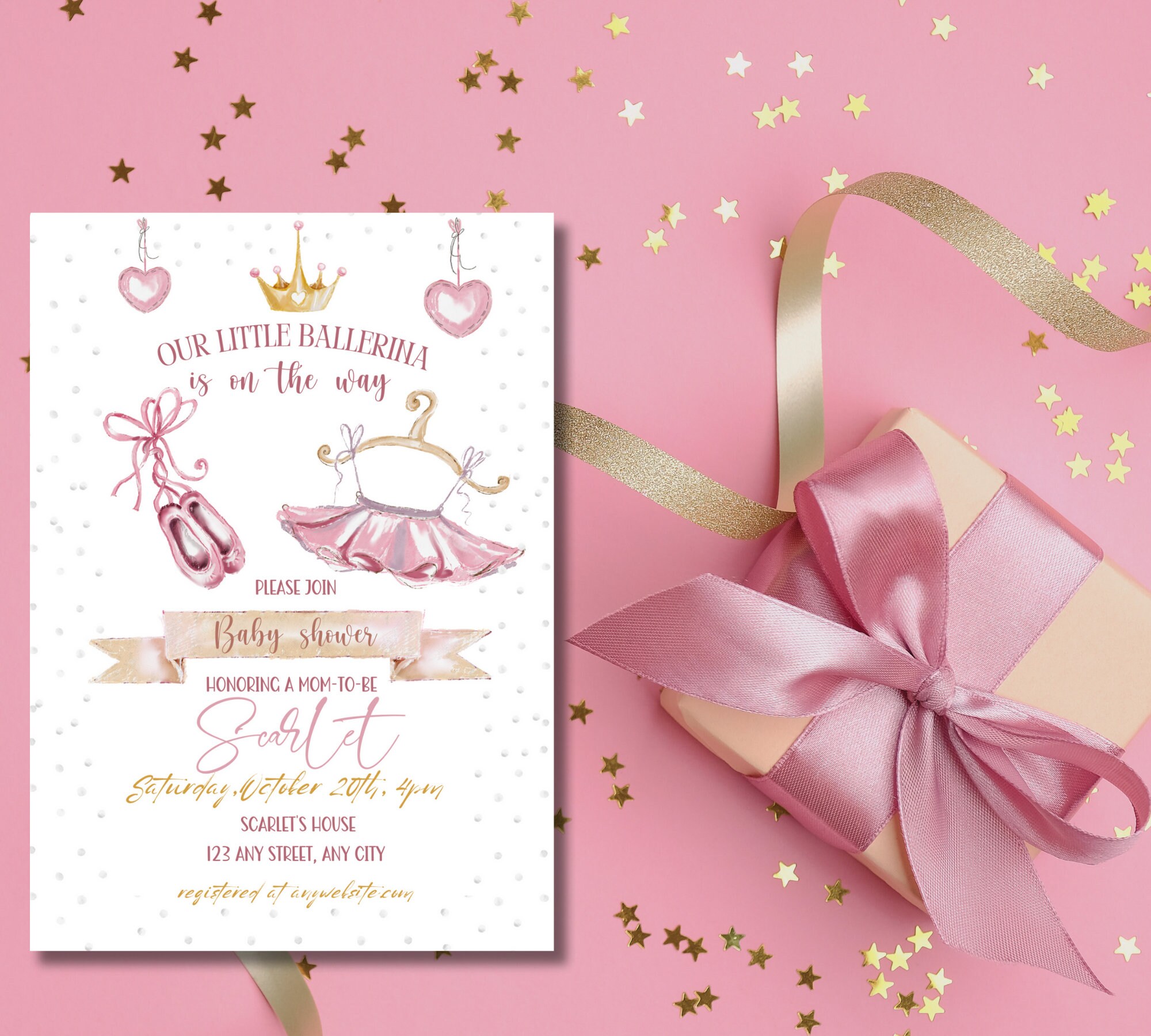 Editable Girl Pointe and Tutu Baby Shower Invitation, Digital Ballerina ...