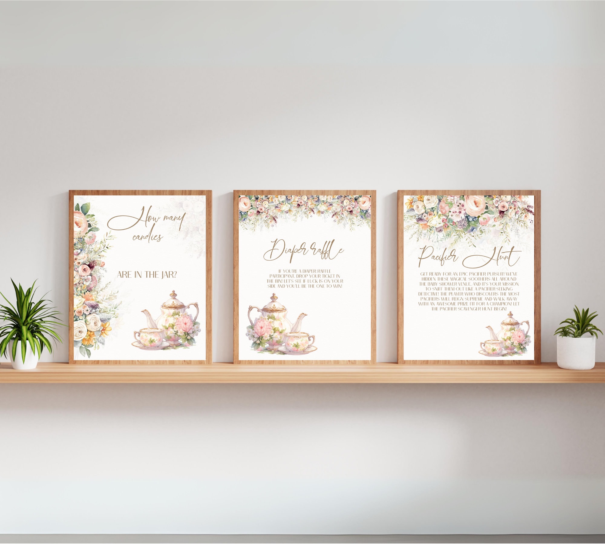 Editable Tea Time Baby Shower Games Floral Baby Sprinkle Par-tea Game ...